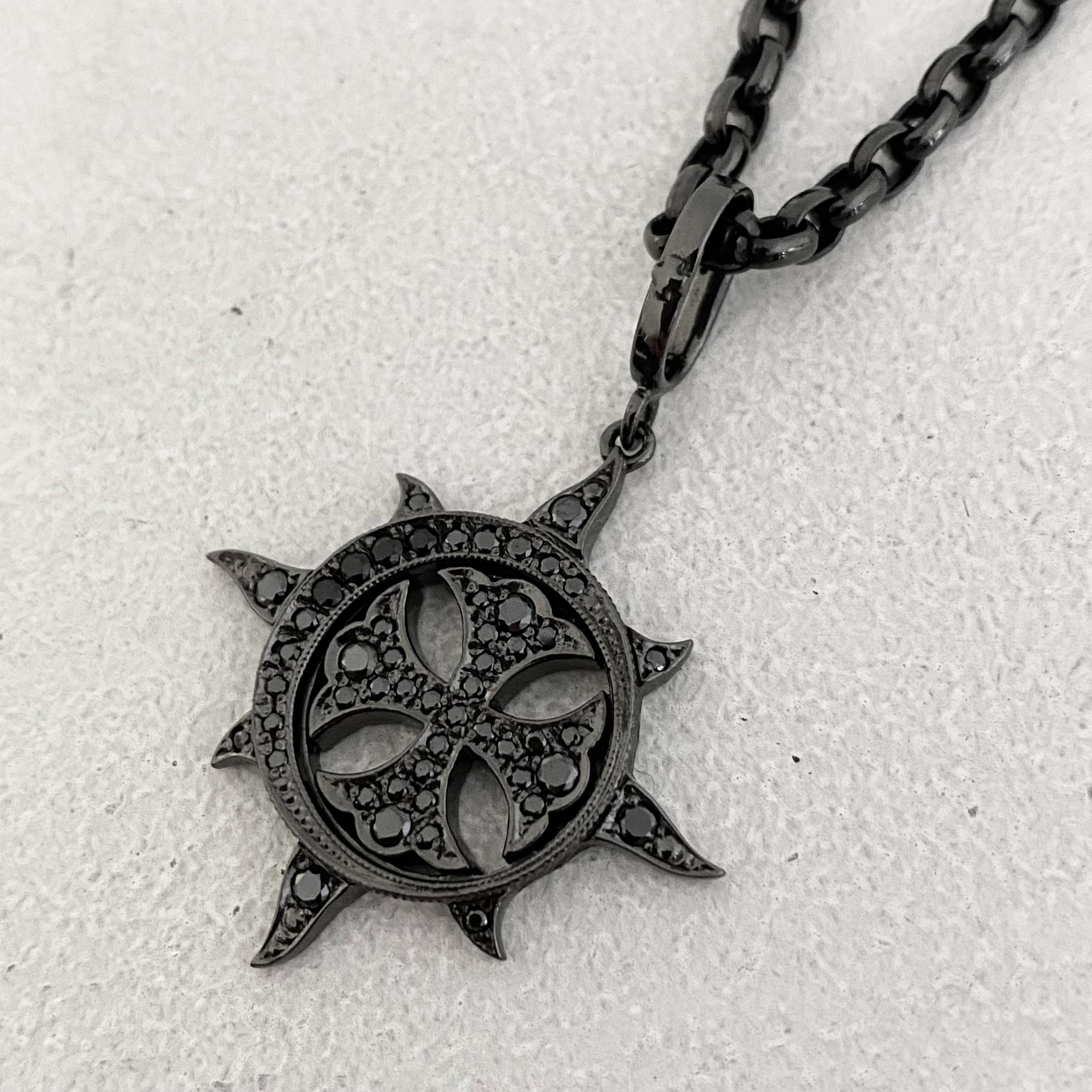 NATIVE SUN PENDANT Silver / Black Zirconia / BLACK RUTHENIUM BLACK ...